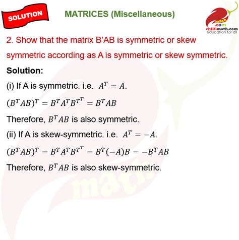 Show That The Matrix Bab Is Symmetric Or Skew Symmetric According As A