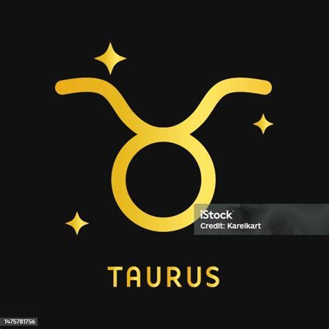 황금 조디악 표지판 황소 자리 럭셔리 조디악 아이콘입니다 검은 배경에 벡터 그림입니다 개념에 대한 스톡 벡터 아트 및 기타
