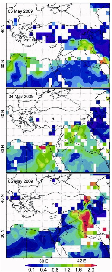 Aerosol Optical Depth At 550 Nm Retrieved By The Modis Deep Blue Level