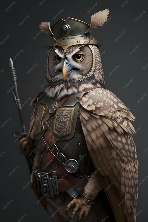 premium photo realistic owl soldier ai generated
