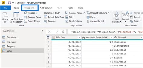 row and column transformations in power bi master data skills ai