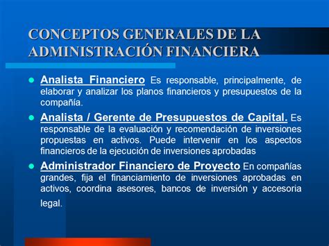 Conceptos generales de la administración financiera