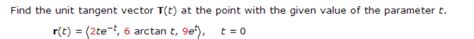 Solved Find The Unit Tangent Vector T T At The Point With Chegg