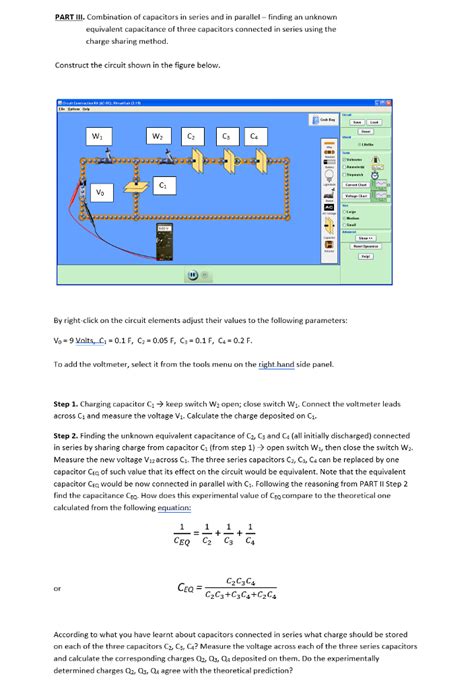 Solved Part Ii1 Combination Of Capacitors In Series And In