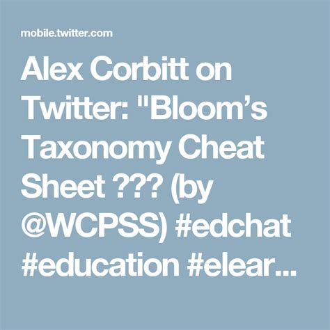 Alex Corbitt On Twitter Blooms Taxonomy Cheat Sheet 🤔💡 By Wcpss