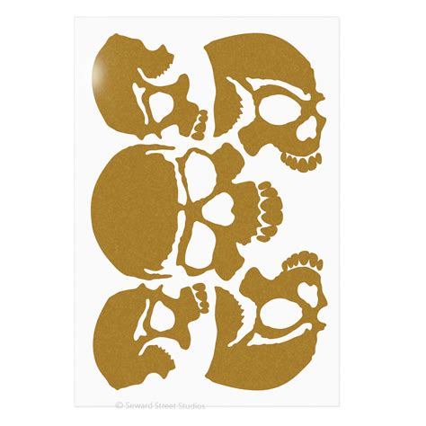 Gold Five Skulls Reflective Decal Set Seward Street Studios