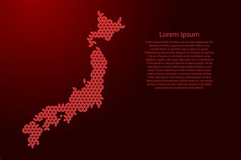 배너 포스터 인사말 카드에 대 한 노드와 패턴 기하학적 배경을 반복 빨간색 삼각형에서 일본 지도 추상적 인 회로도 벡터 일러스트입니다 3차원 형태에 대한 스톡 벡터 아트 및