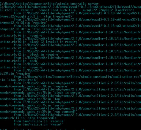 Ruby Rails Require Cannot Load Such File Mysql222mysql2
