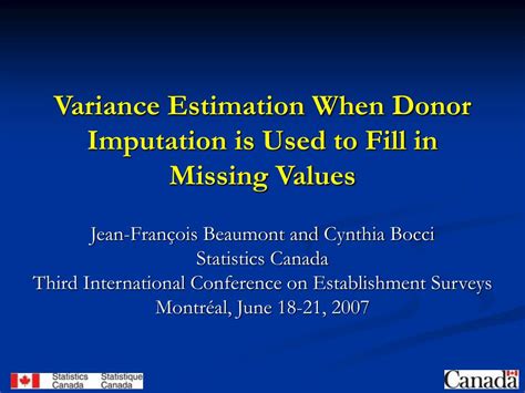 Ppt Variance Estimation When Donor Imputation Is Used To Fill In