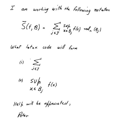What Is The Latex Code For Upper Sum • Physics Forums