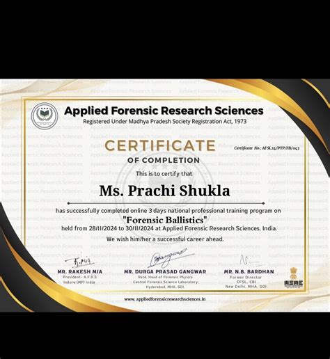Honored To Receive The Certificate Of Forensic Ballistic From Applied