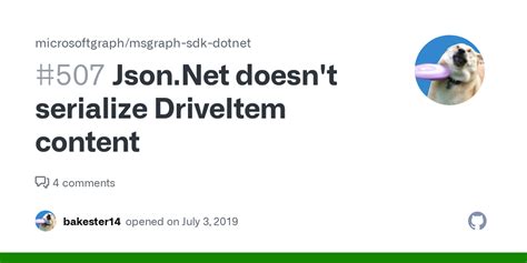 json doesn t serialize driveitem content · issue 507