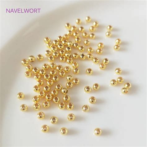 18K Vergulde 2Mm 6Mm Ronde Spacer Kralen Voor Armband Maken Kralen Separators Messing Kralen