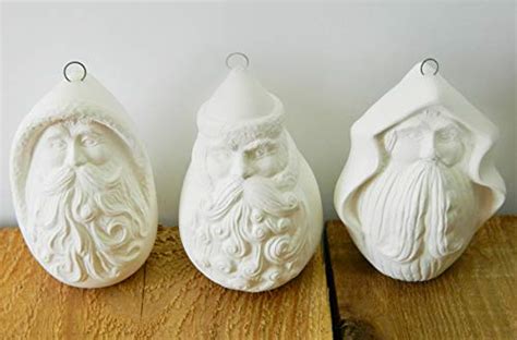 Santa Christmas Ornaments Roly Poly Set Of Ready To Paint Unpainted Ceramic Bisque