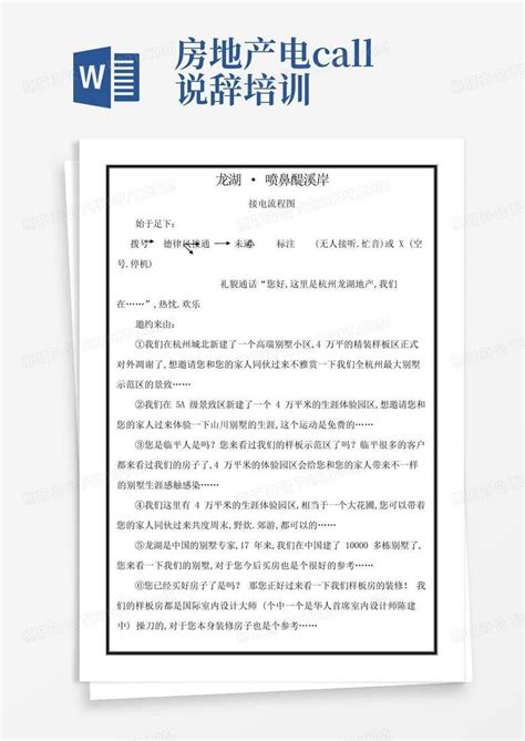 房地产电call说辞培训Word模板下载 编号lkbzwapo 熊猫办公