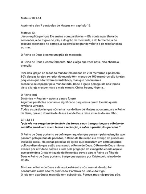 mt 18 1 14 o maior no reino dos céus pdf o reino de deus jesus