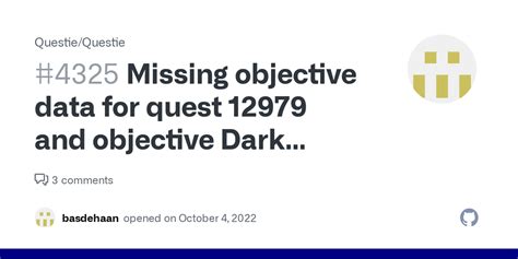 Missing Objective Data For Quest 12979 And Objective Dark Armor Sample
