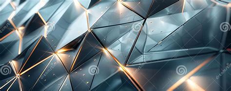 A Futuristic Metal Wall With A Series Of Overlapping Triangular Panels Each With Embedded Led
