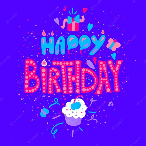 Premium Vector Happy Birthday Hand Drawn Color Lettering