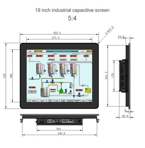 4 3 Full Screen 19 Inch Embedded IP65 Capacitive Medical Industrial
