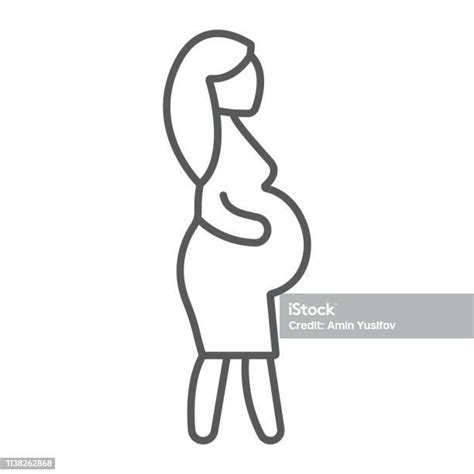 임신 어머니 얇은 라인 아이콘 어머니와 아이 임신 한 여자 기호 벡터 그래픽 흰색 바탕에 선형 패턴입니다 10에 대한 스톡 벡터
