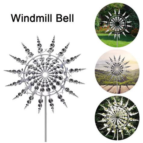 3d Metal Rotating Windmill Wind Powered Kinetic Sculpture Lawn Windmill