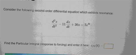 Solved Consider The Following Second Order Differential