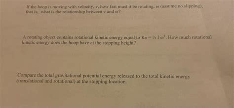 Solved 1 If The Hoop Is Moving With Velocity V How Fast