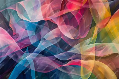 Abstract Art Featuring Overlapping Layers Of Translucent Colors In Shades Of Pink Blue Yellow