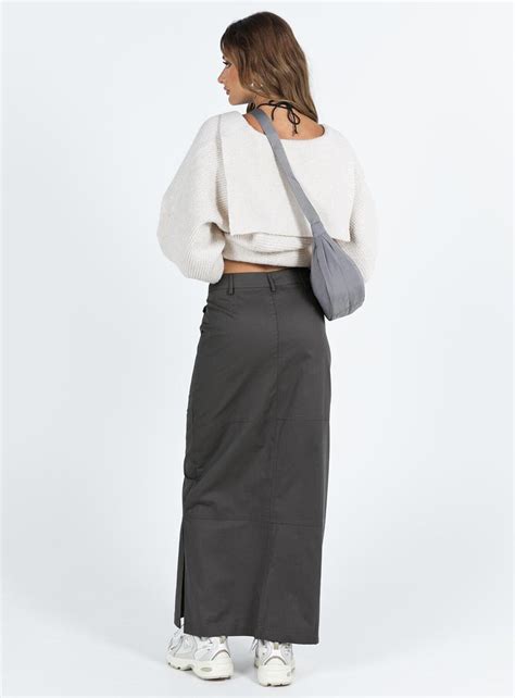 Devine Cargo Maxi Skirt Slate Princess Polly Au