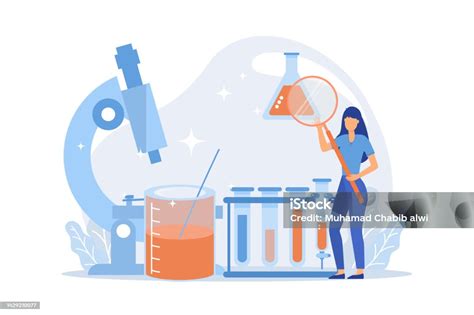 과학 대학 수업 실험실에서 화학 연구 액체 분석 생화학 테스트 샘플 검사 대학 과제 개념에 대한 스톡 벡터 아트 및 기타 이미지