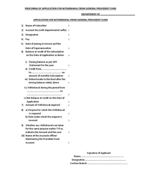 Gpf Withdrawal Form 0 Pdf
