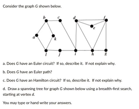 Consider The Graph G Shown Belowha Does G Have An E Solvedlib