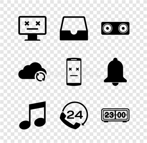 set dead monitor social media inbox stereo speaker music note tone