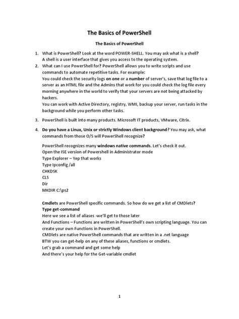 02 the basics of powershell pdf computing utility software