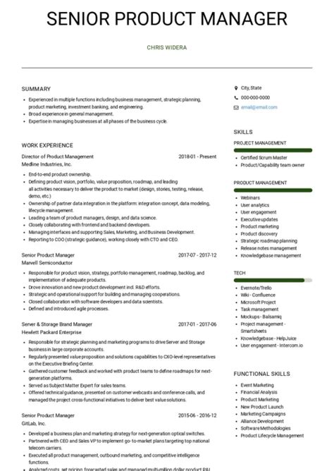 Top Product Management Resume Skills In Visualcv