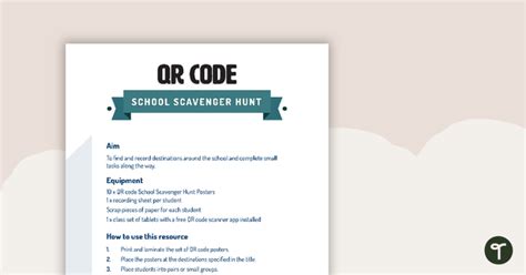 Qr Code Scavenger Hunt Template Posters Teaching Resource Teach Starter
