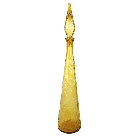Green Midcentury Glass Genie Decanter With Stopper By Empoli At 1stdibs