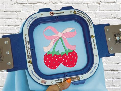 Coquette Strawberries Embroidery File Design 4 X 4 Inch Hoop