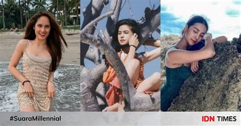 10 Potret Gaya Artis Cewek Berpose Di Bibir Pantai Indah