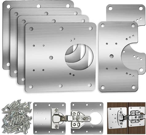 6 Pcs Cabinet Hinge Repair Plate Hinges Repair Fixing Plates