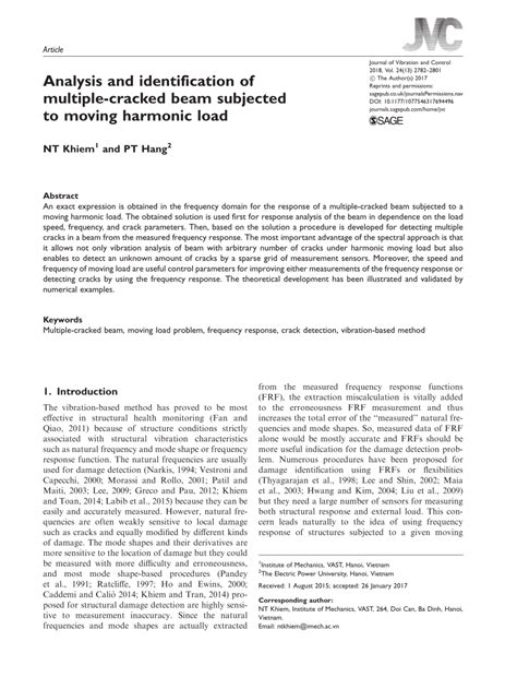 Pdf Analysis And Identification Of Multiple Cracked Beam Subjected To