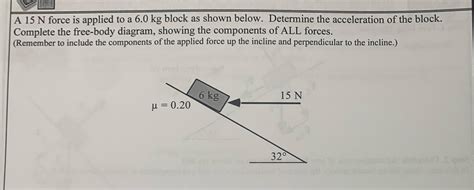 Solved A N Force Is Applied To A Kg Block As Shown Chegg