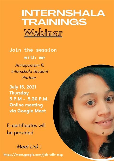 Annapoorani Raj On Linkedin Internshala Webinar Experience