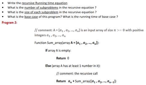 solved write the recursive running time equationwhat is the