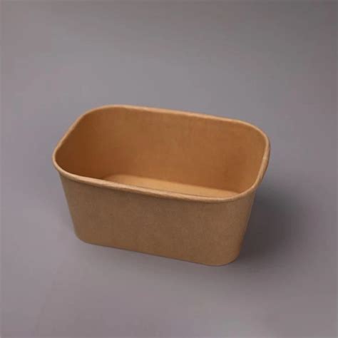 Container Paperboard Pla Kraft Rectangular 1000ml