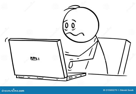 Stressed Or Tired Office Worker Man Or Businessman Working On Computer
