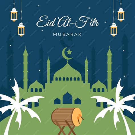 Premium Vector Portrait Background Vector Of Happy Eid With Mosque