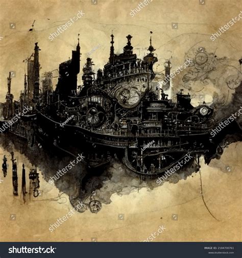 Postapocalyptic City Illustration Deselant Town Background Stock
