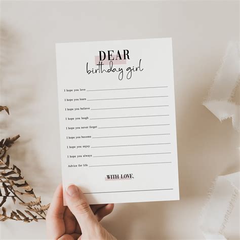 Dear Birthday Girl Wishes Card Black And Pink Themed